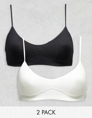 Weekday Soul 2-pack soft bras in white & black | ASOS