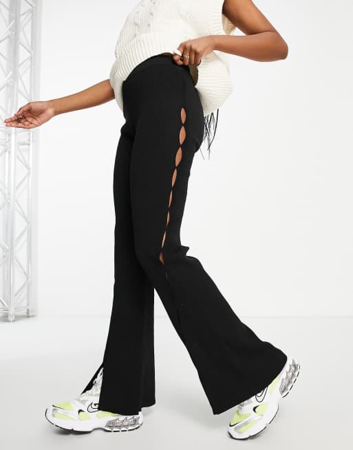 Weekday Strike cut out knitted trousers in dark brown - BLACK | ASOS
