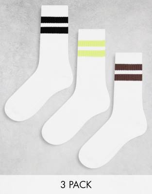 Weekday striped sport socks 3-pack in stirpe | ASOS