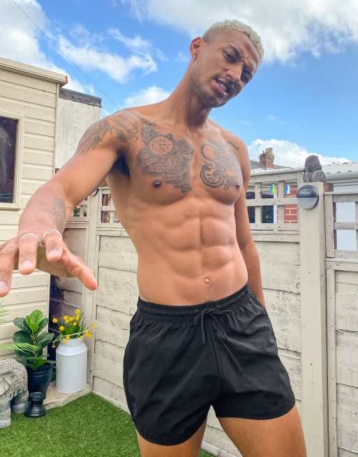 Weekday Tan Structure swim shorts in black | ASOS