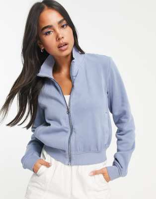 Weekday Track zip through tracksuit jacket in blue | ASOS