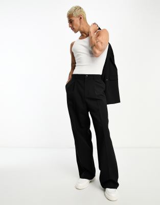 Weekday Uno loose fit pants in black exclusive to ASOS (part of a set ...