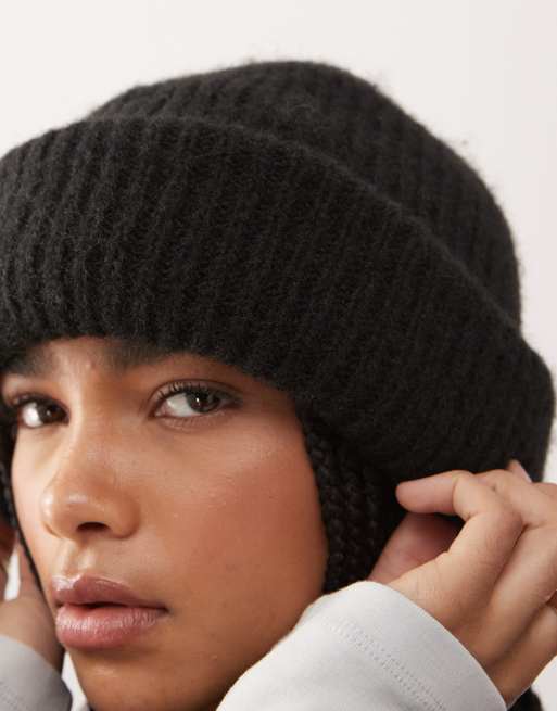 Weekday wool blend chunky beanie in black | ASOS