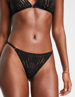 Weekday Weekay Zelda Mesh Thong In Black Black Modesens