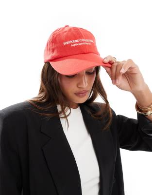 Weekend Collective cap with logo in washed red | ASOS