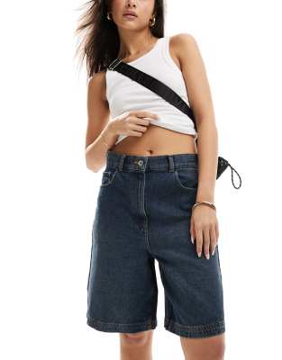 Weekend Collective denim longline jorts in mid blue wash | ASOS