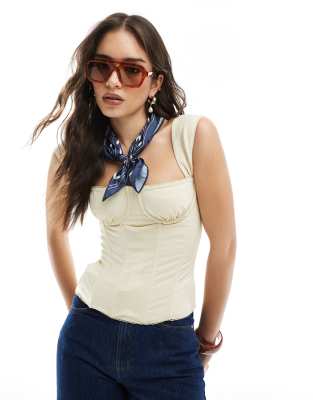 WeWoreWhat - Top corset avec bonnets préformés à fronces - Sable | ASOS