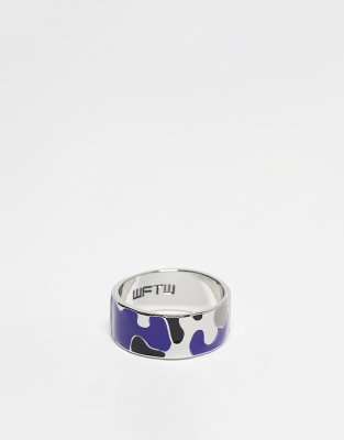 WFTW camo band ring in silver | ASOS