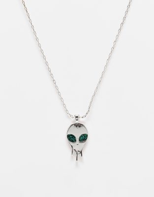 WFTW cyberspace crystal alien necklace in silver - SILVER | ASOS