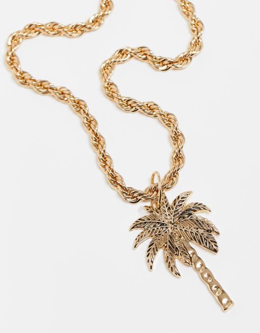 WFTW – Halskette in Gold-Optik im Kordeldesign mit Palmen-Anhänger | ASOS