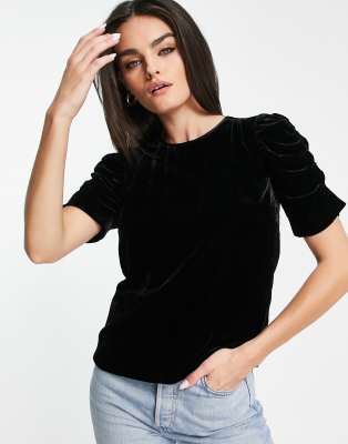 Whistles velvet nelly shell top in black | ASOS