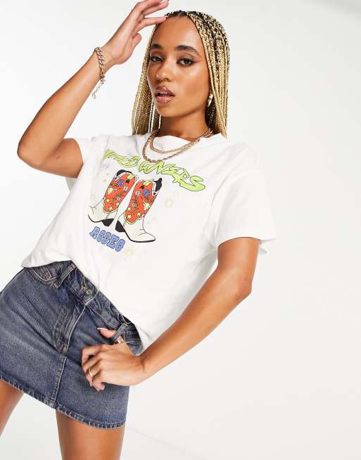 Wild Lovers oversized rodeo motif tee in white | ASOS