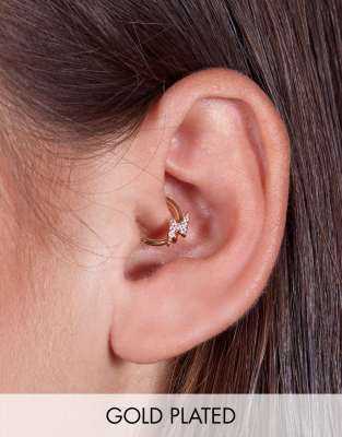 With Bling 18k gold plated 8mm clicker hoop piercing with lightning ...