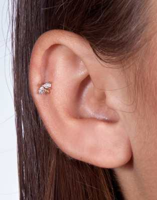 With Bling 18k gold plated crystal bee piercing with 6mm & 8mm titanium ...