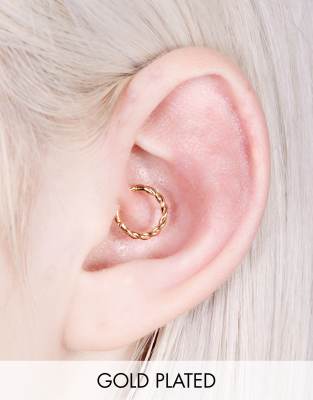 With Bling twisted 8mm clicker hoop piercing in 18k gold plate | ASOS