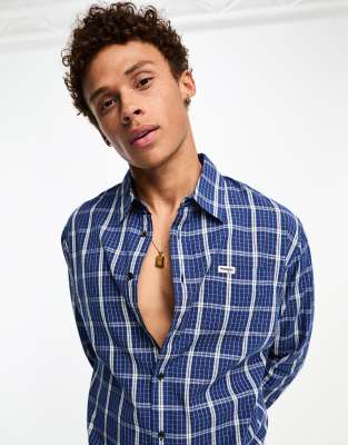 Wrangler checked long sleeve shirt in blue | ASOS