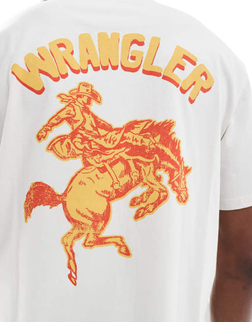Wrangler rodeo logo back print relaxed t-shirt in off white | ASOS