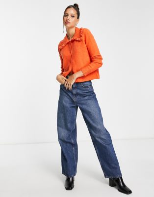Y.A.S collar detailed cardigan in orange | ASOS