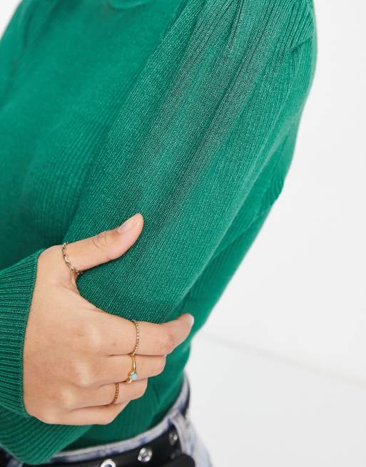 Y.A.S Jenny ribbed roll neck jumper in green | ASOS