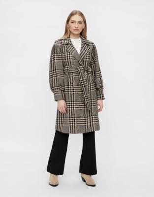 Y.A.S – Svartvit, rutig kappa med skärp | ASOS