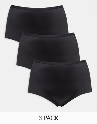 Yours 3 pack full lace back briefs in black | ASOS