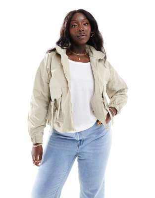Yours cropped utility jacket in beige | ASOS