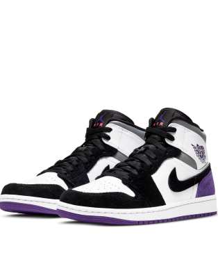 Zapatillas de deporte blancas, moradas y grises Air Jordan 1 Mid de ...