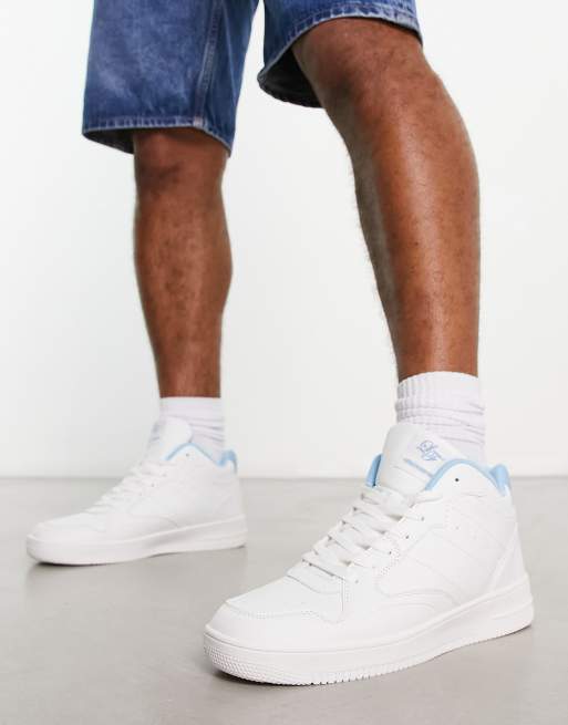 Zapatillas De Deporte Blancas Y Azul Bebé Con Pespuntes En Contraste De