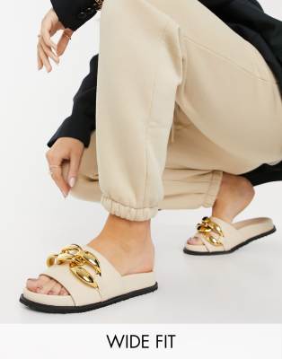 Z_Code_Z Wide Fit – Mimi – Exklusive Slider-Sandalen mit dicker Kette ...